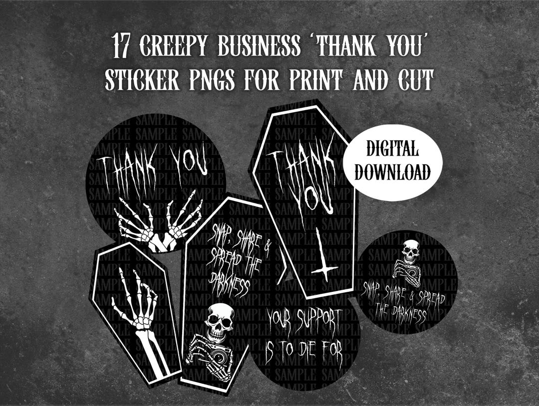 17 Creepy Business Thank You Sticker Pngs/cutting Machine Files/goth ...