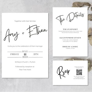 Editable Wedding Invitation (includes Detail & RSVP Card) - Printable ...