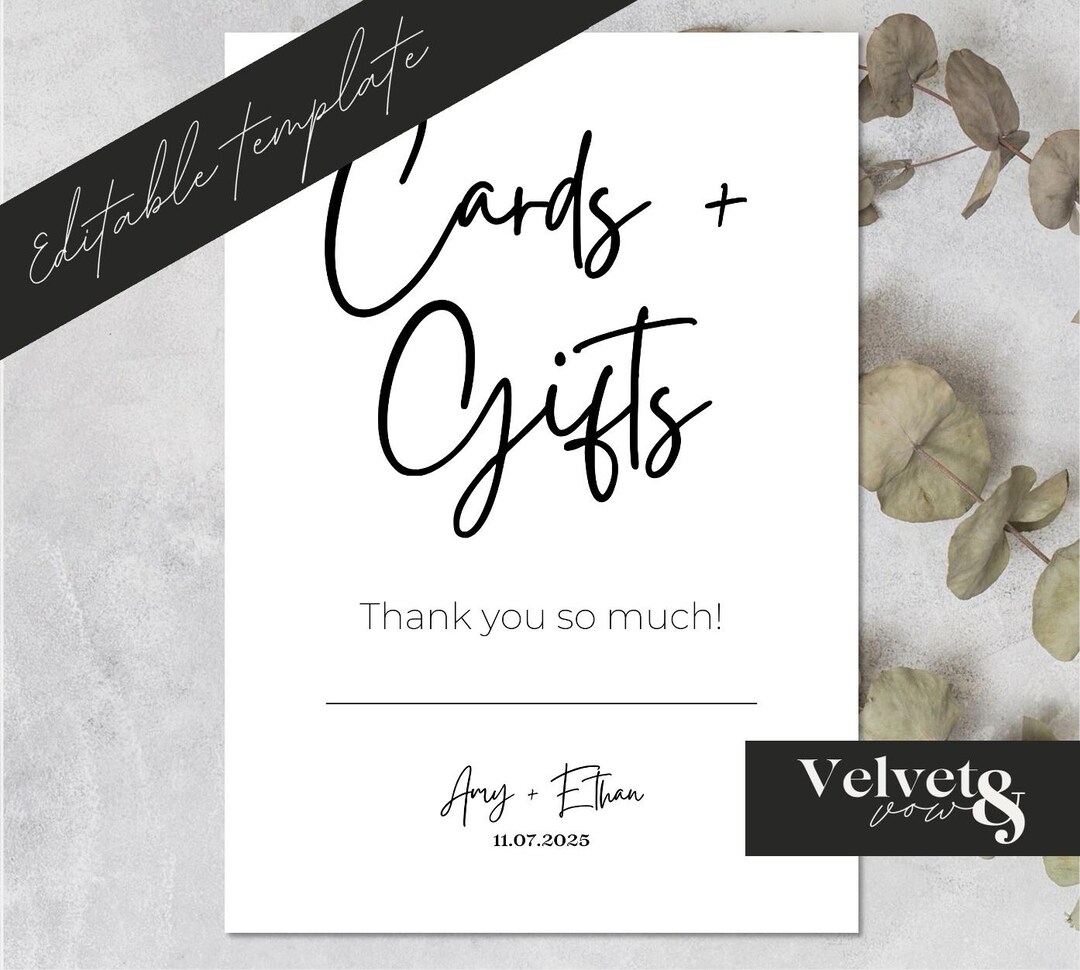 Editable Wedding Gift Sign - Printable Template - Etsy
