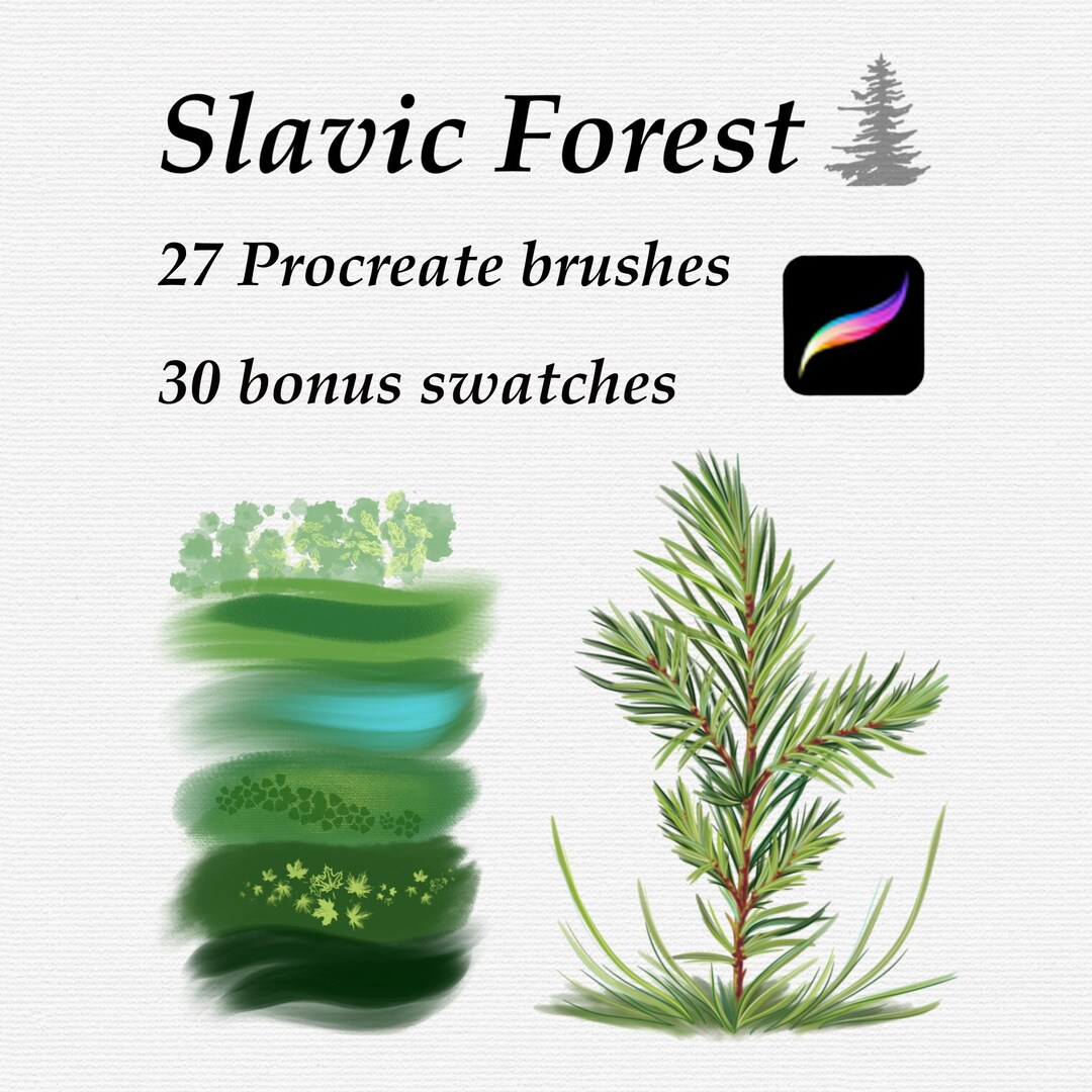 Procreate Forest Brushes | 27 Brushes + 30 Swatches | Forest Stamps for ...