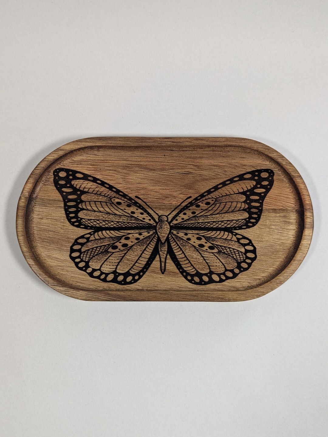 Acacia Wood Catch All Tray: Tattoo Moth Design - Etsy