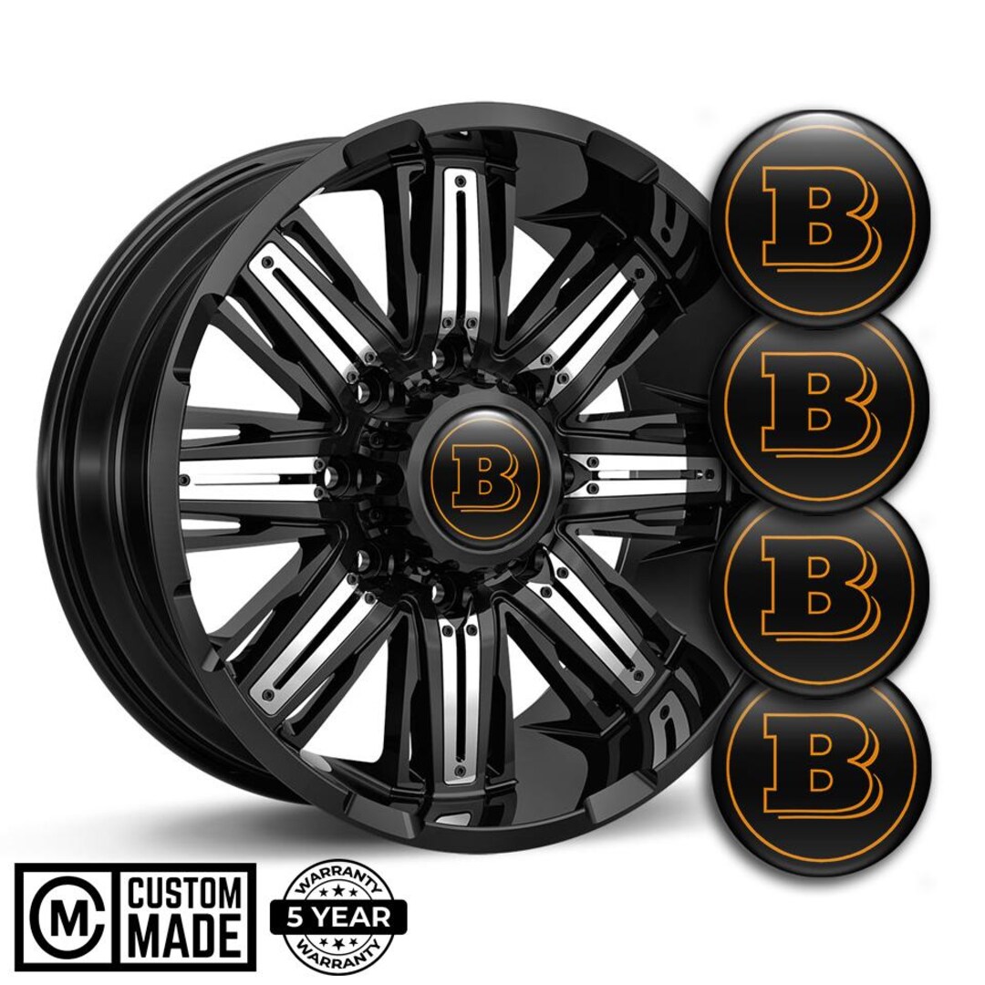 Brabus Wheel Center Caps Sticker Set of 4 | Handmade Epoxy Finish ...