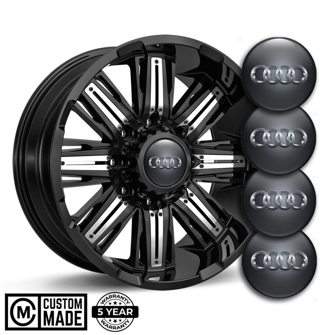Custom Audi Wheel Center Hub Cap Decals | Resin 3D Domed Stickers Set ...