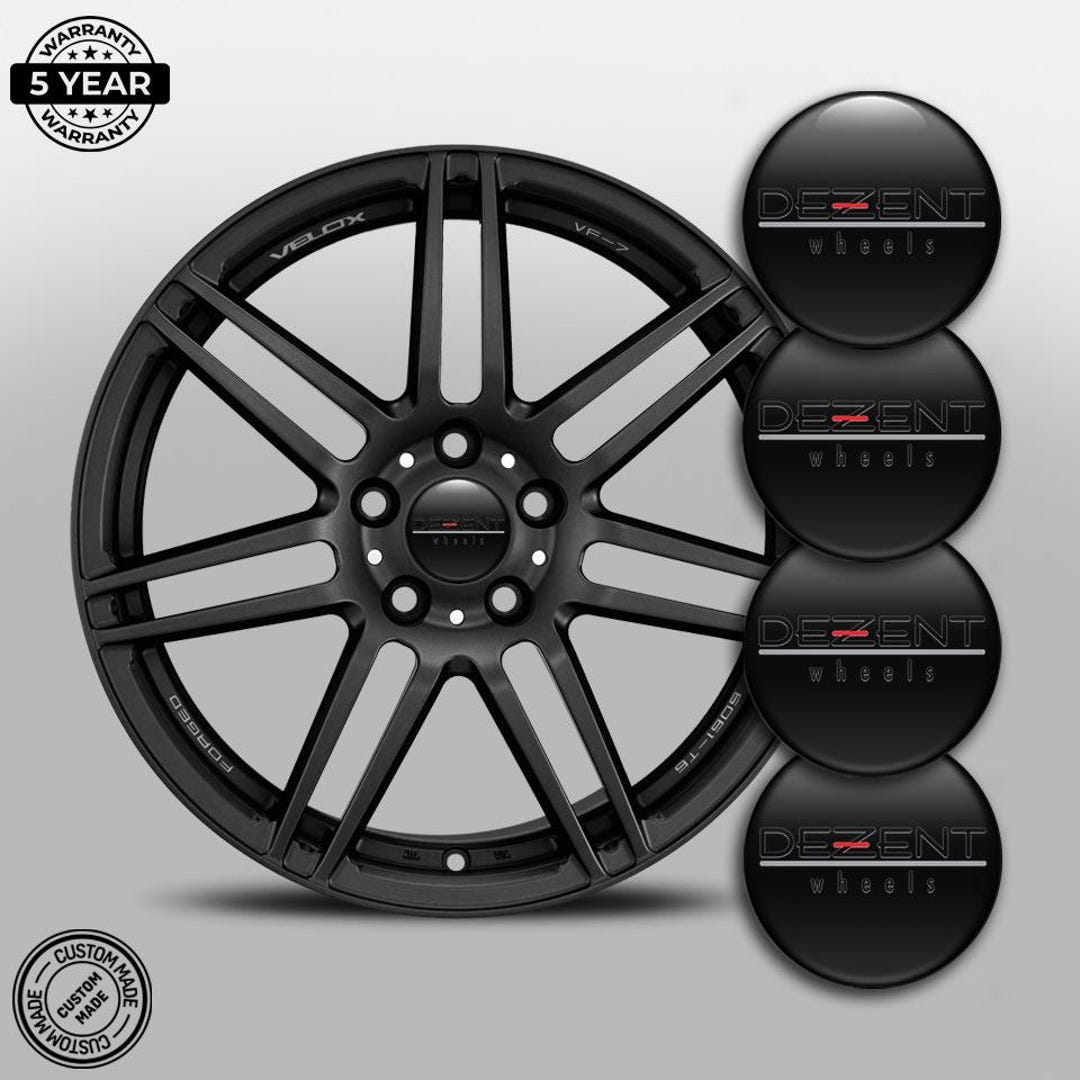 60mm Dezent Wheel Center Caps Sticker 3D Custom Domed Rim Hub Cap Decal ...