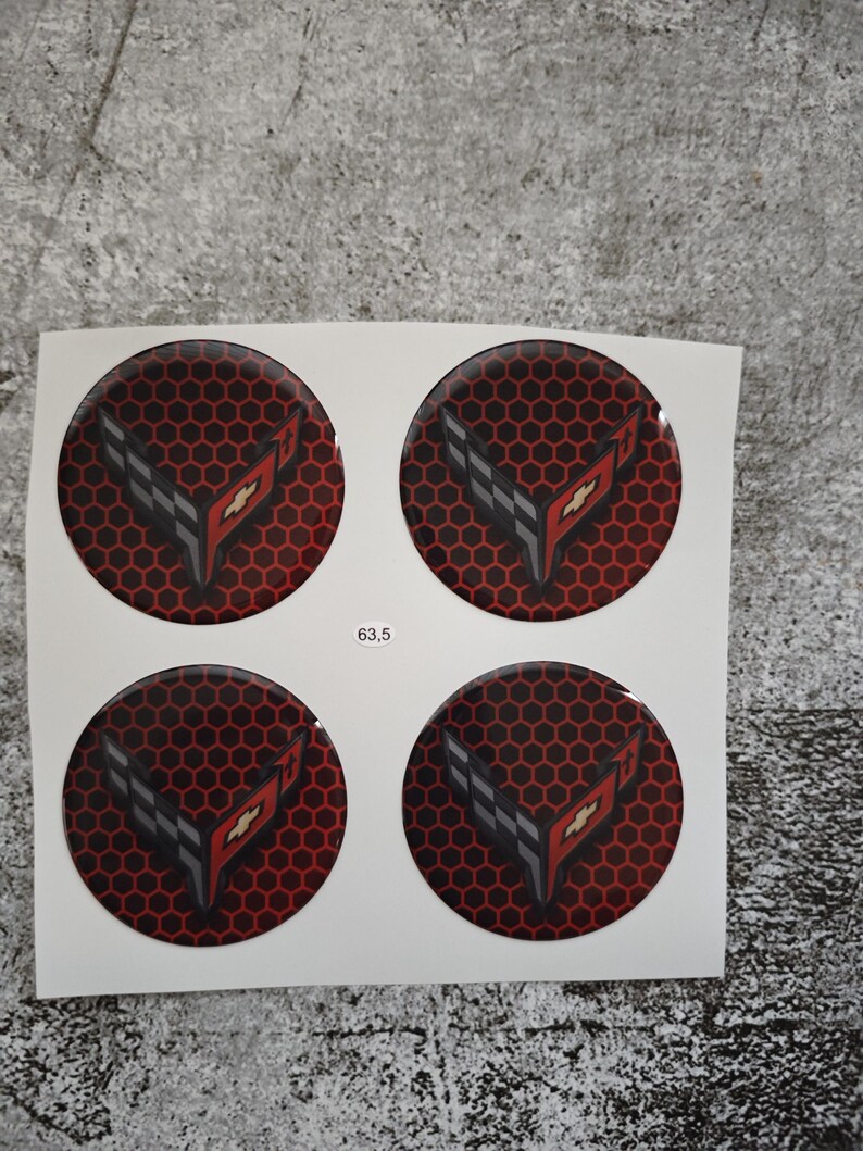 2,5" Chevrolet Wheel Center Caps Sticker 3D Corvette Custom Domed Auto ...