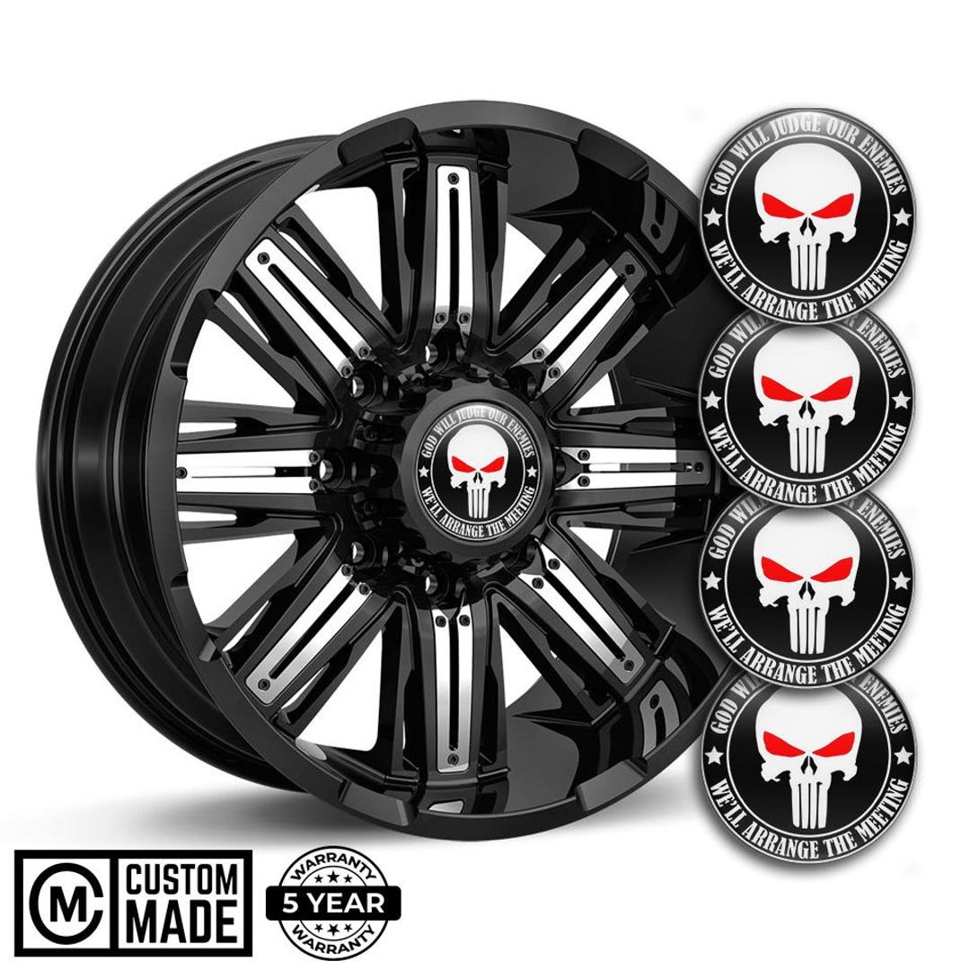 Custom Wheel Center Cap Stickers Skull - Black Background Resin ...