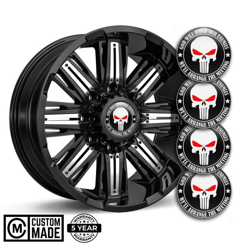 Custom Wheel Center Cap Stickers Skull - Black Background Resin ...