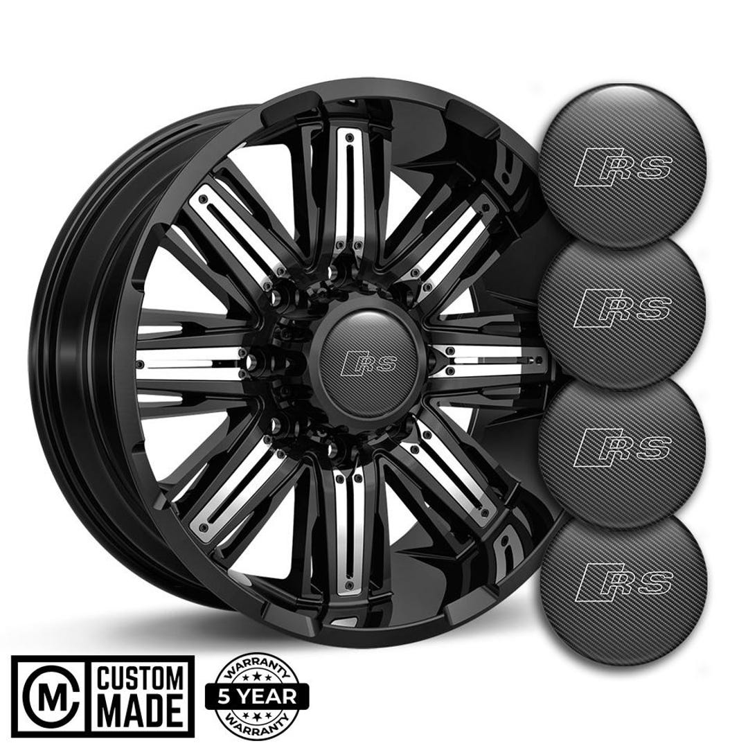 60mm Custom Audi Resin Wheel Center Cap Stickers - Domed Car Rim Decals ...