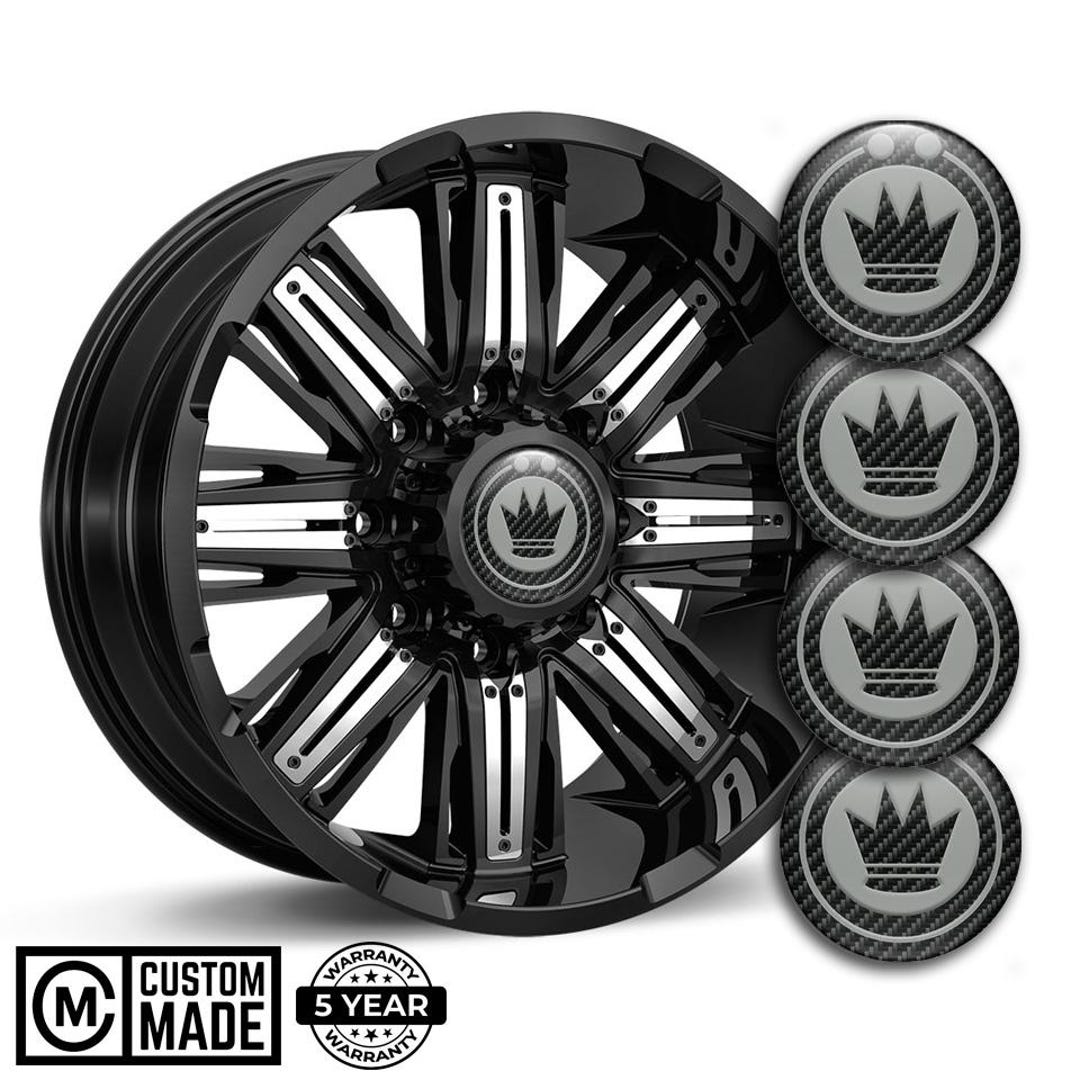 König Wheel Center Cap Stickers Set of 4 - 3D Rim Hub Domed Decals ...