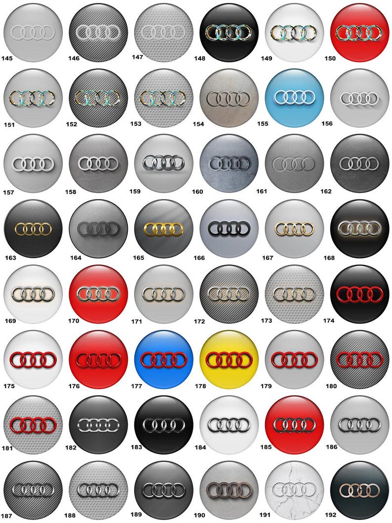Audi Wheel Center Cap Decals: Custom Waterproof Resin Stickers (set of ...