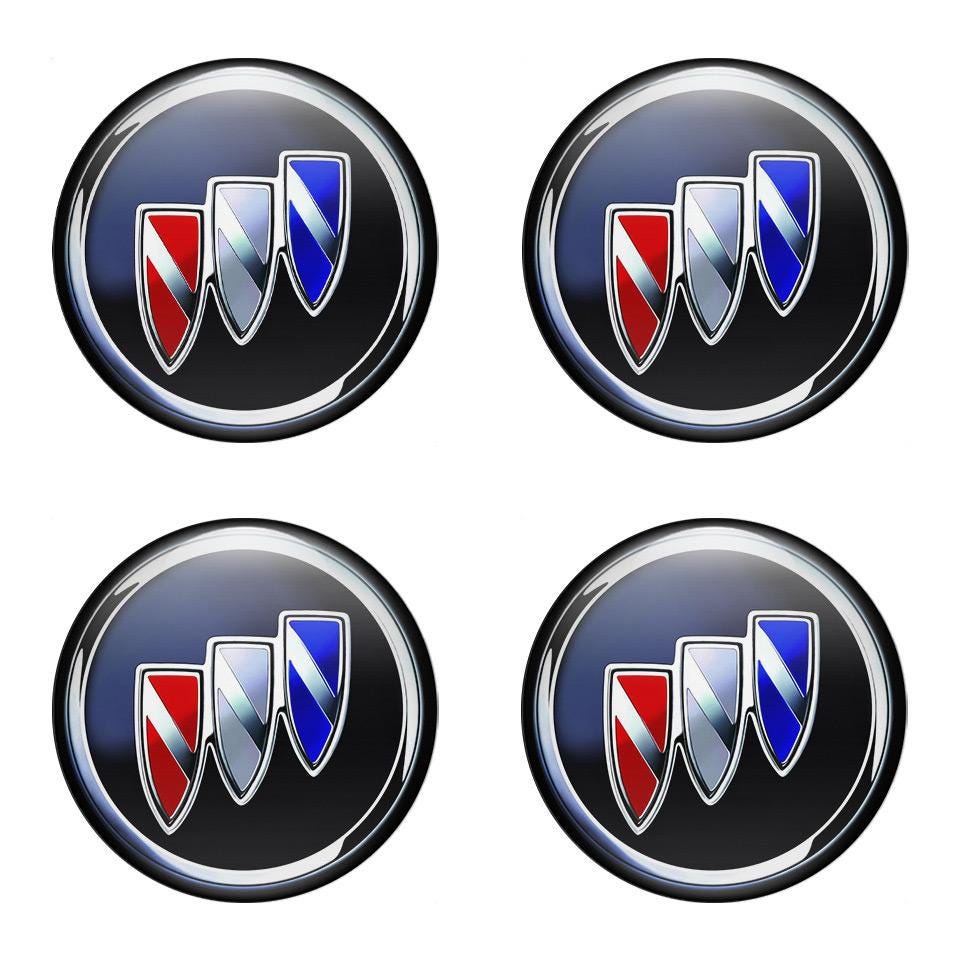 Buick Center Cap Badge Sticker Set for Car Wheels - Waterproof 3D Domed ...