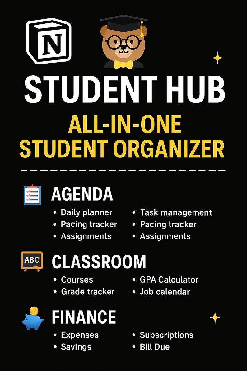 Notion Student Hub | Study Dashboard for Students | Homework Tracker ...