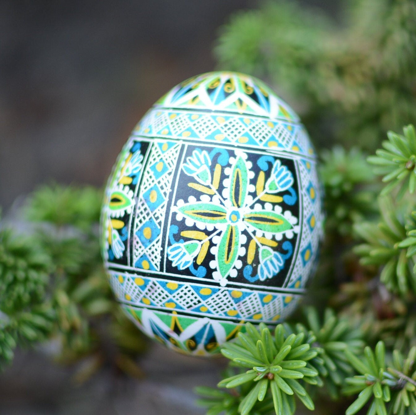 Art & Collectibles Pysanky Easter gift hand dyed egg batik egg greens ...