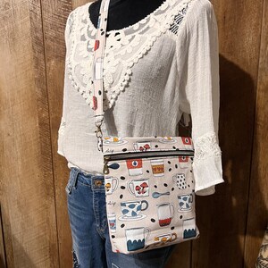 Coffee Purse for Women, Canvas Crossbody Bag for Fall, Handmade Sling ...
