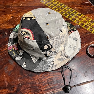 Quilted Bucket Hat for Adult, Handmade Crazy Quilt Hat for Her, Canvas ...