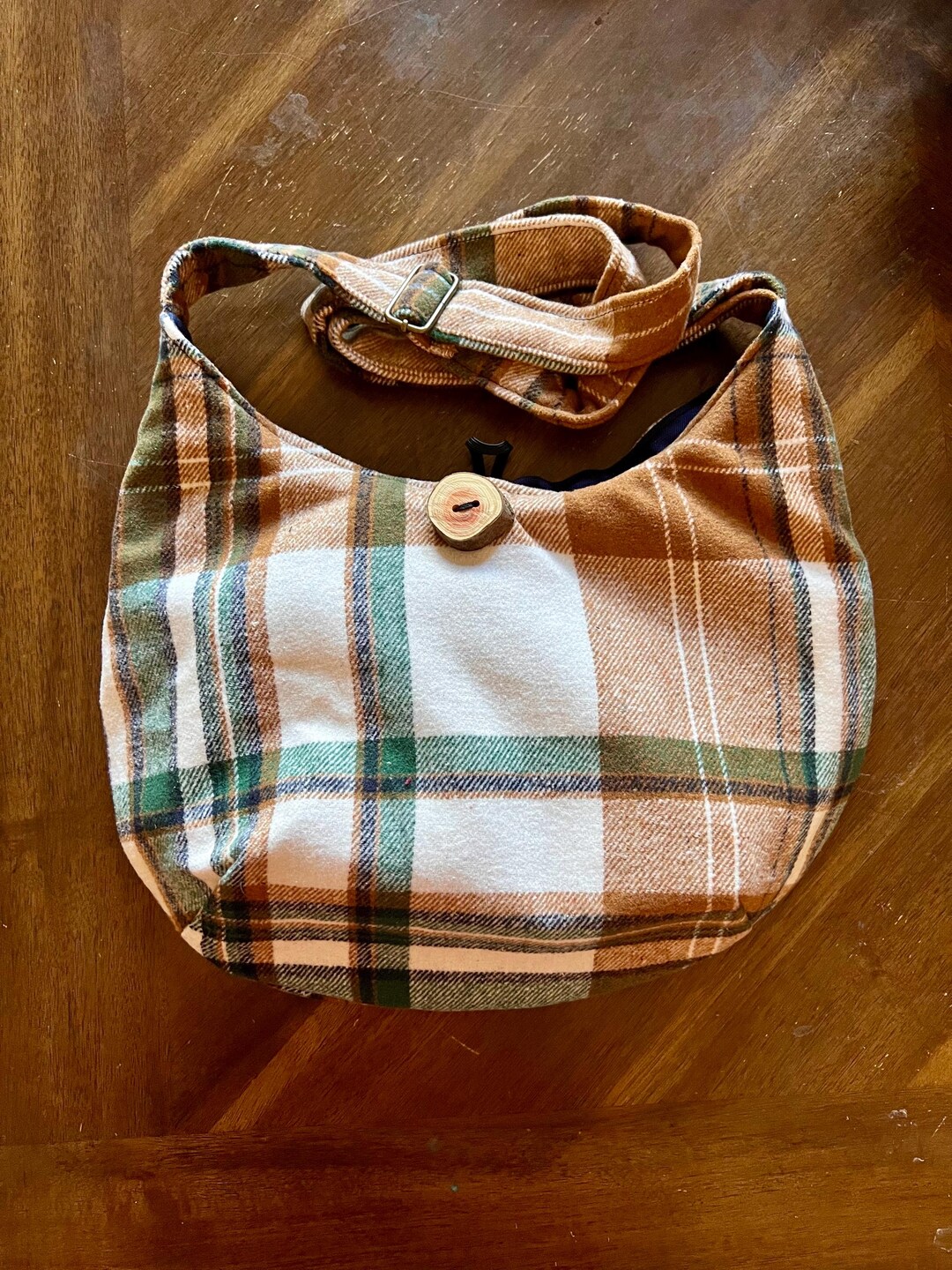 Plaid Crossbody Bag, Boho Purse With Adjustable Strap, Green Beige ...