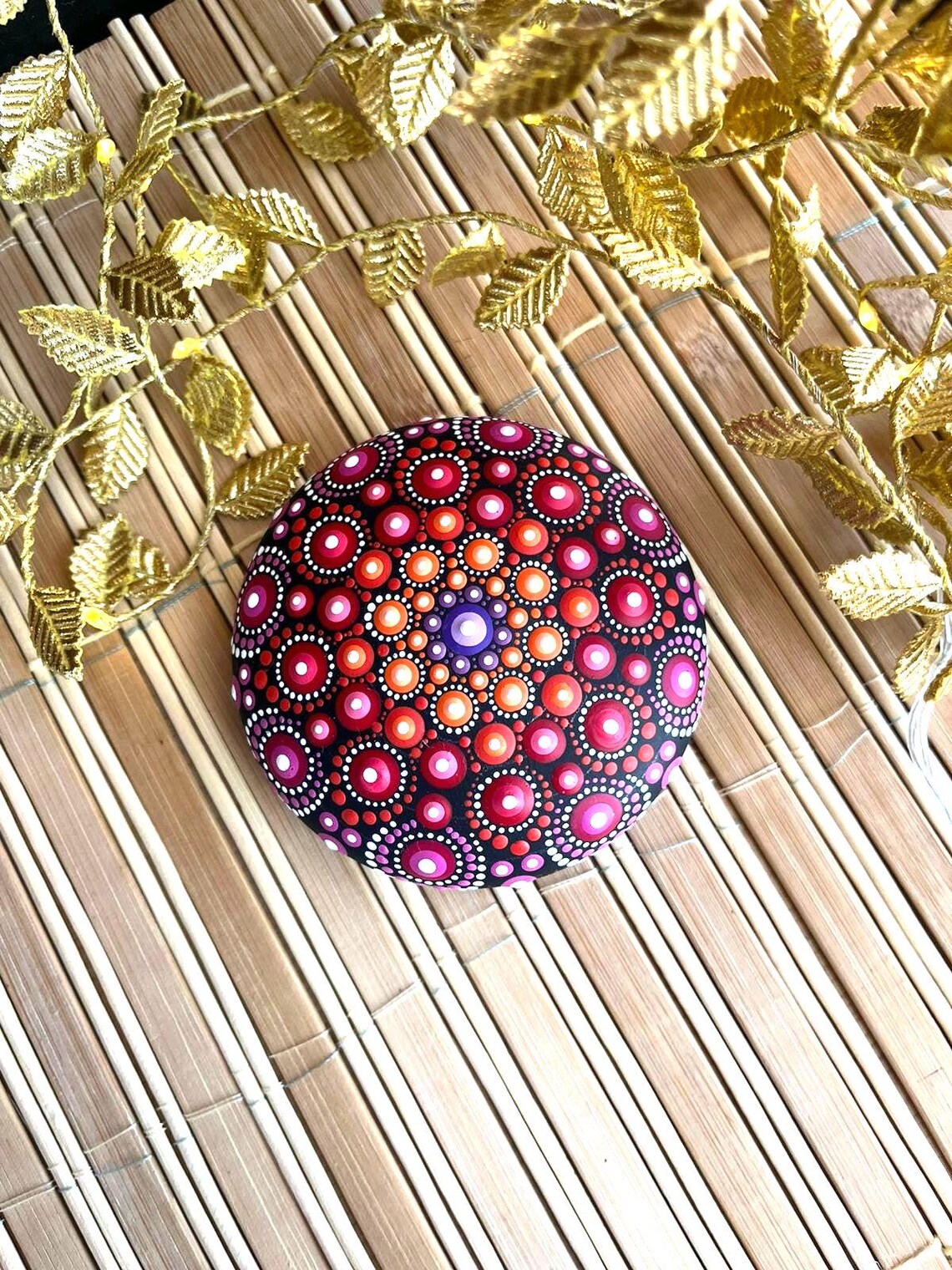 Painted Rock Mandala Stone Acrylic Hand Painted Dot Art Mandala Rock ...