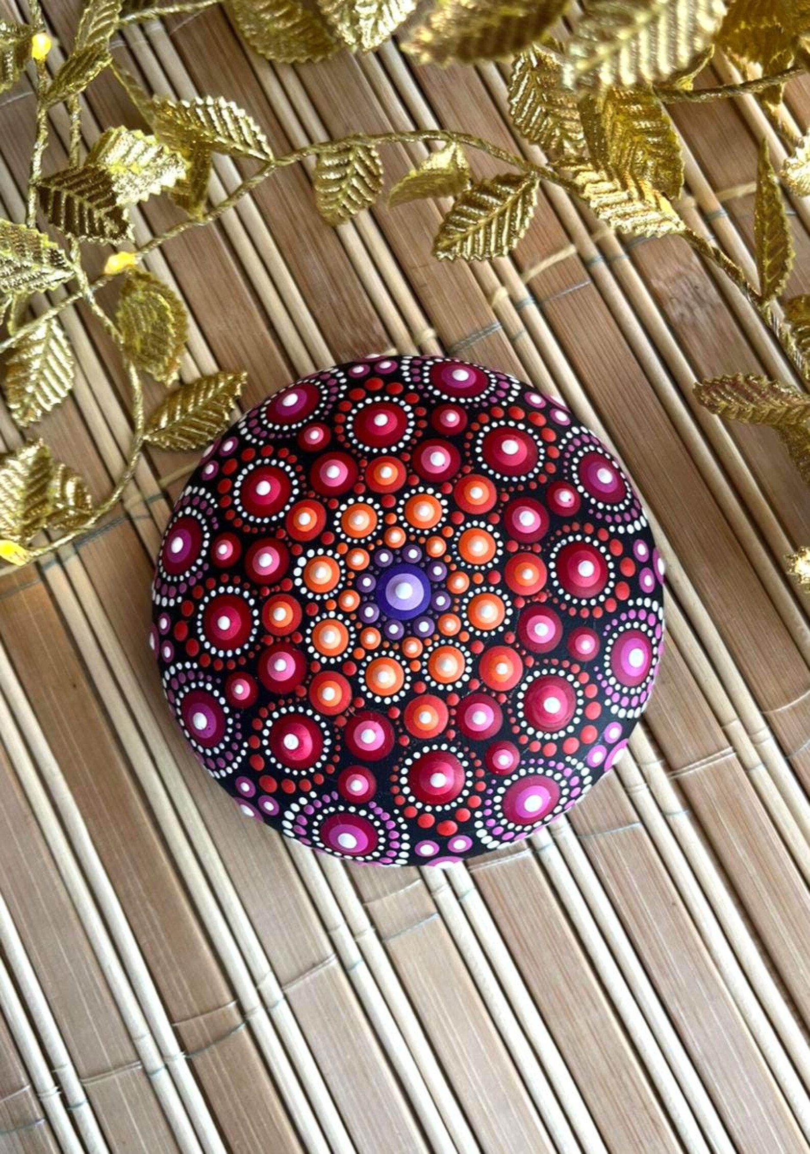 Painted Rock Mandala Stone Acrylic Hand Painted Dot Art Mandala Rock ...