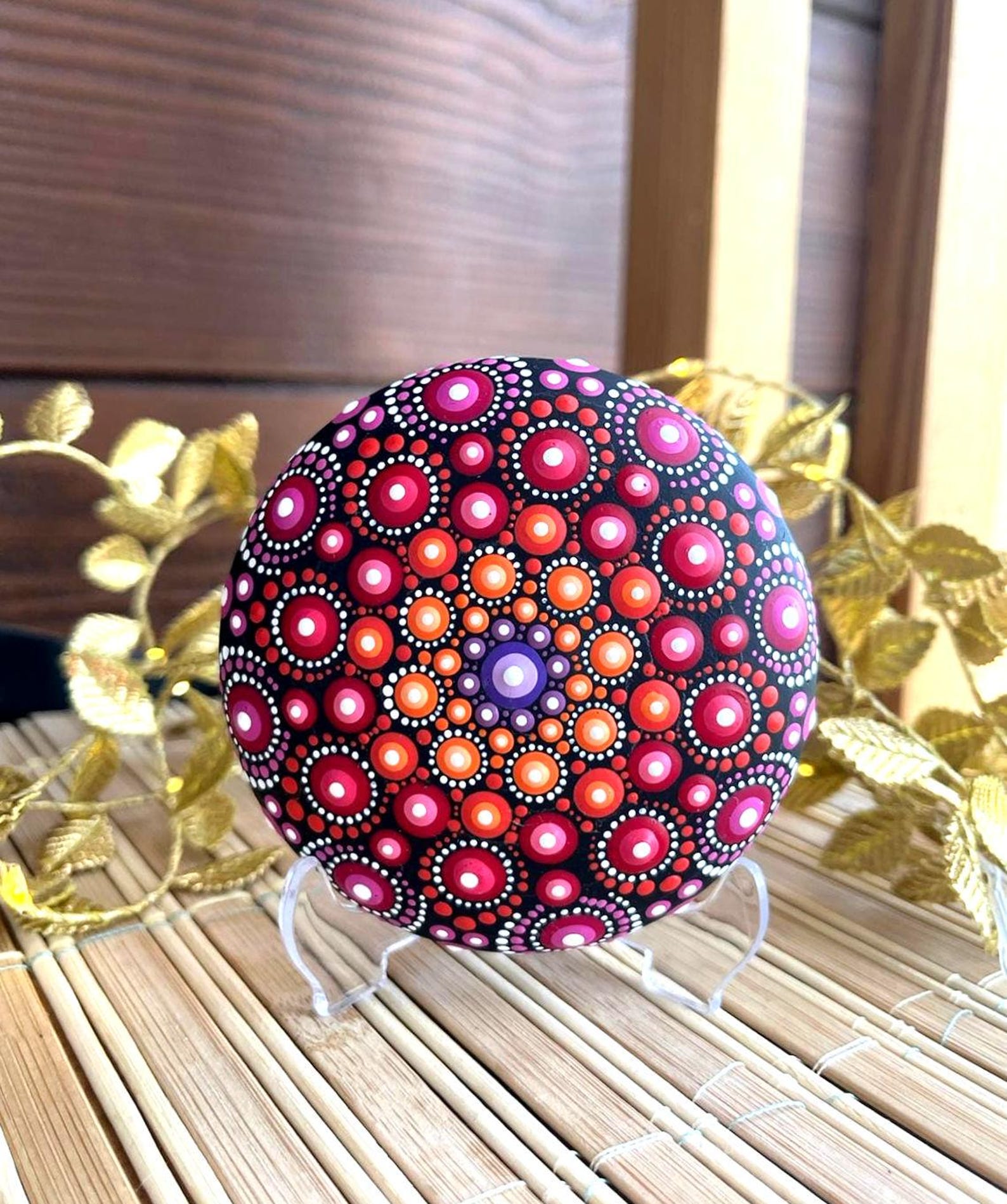 Painted Rock Mandala Stone Acrylic Hand Painted Dot Art Mandala Rock ...