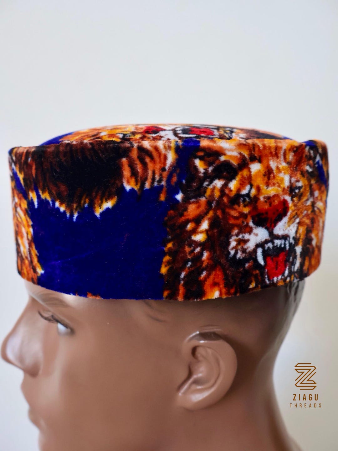 Royal Blue Velvet Isi Agu Cap, West African Traditional Hat - Etsy