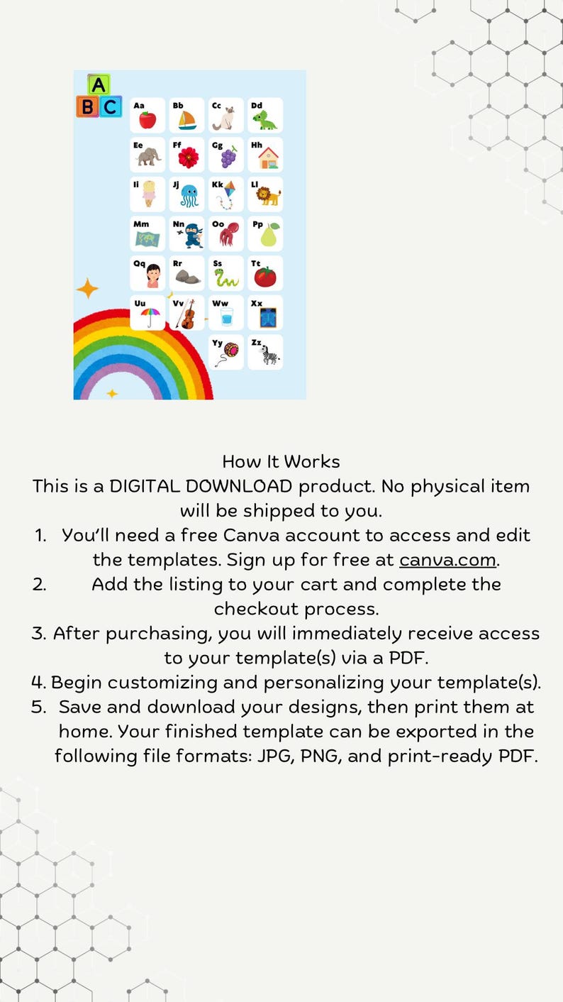 Alphabet Chart- Digital Product - Etsy