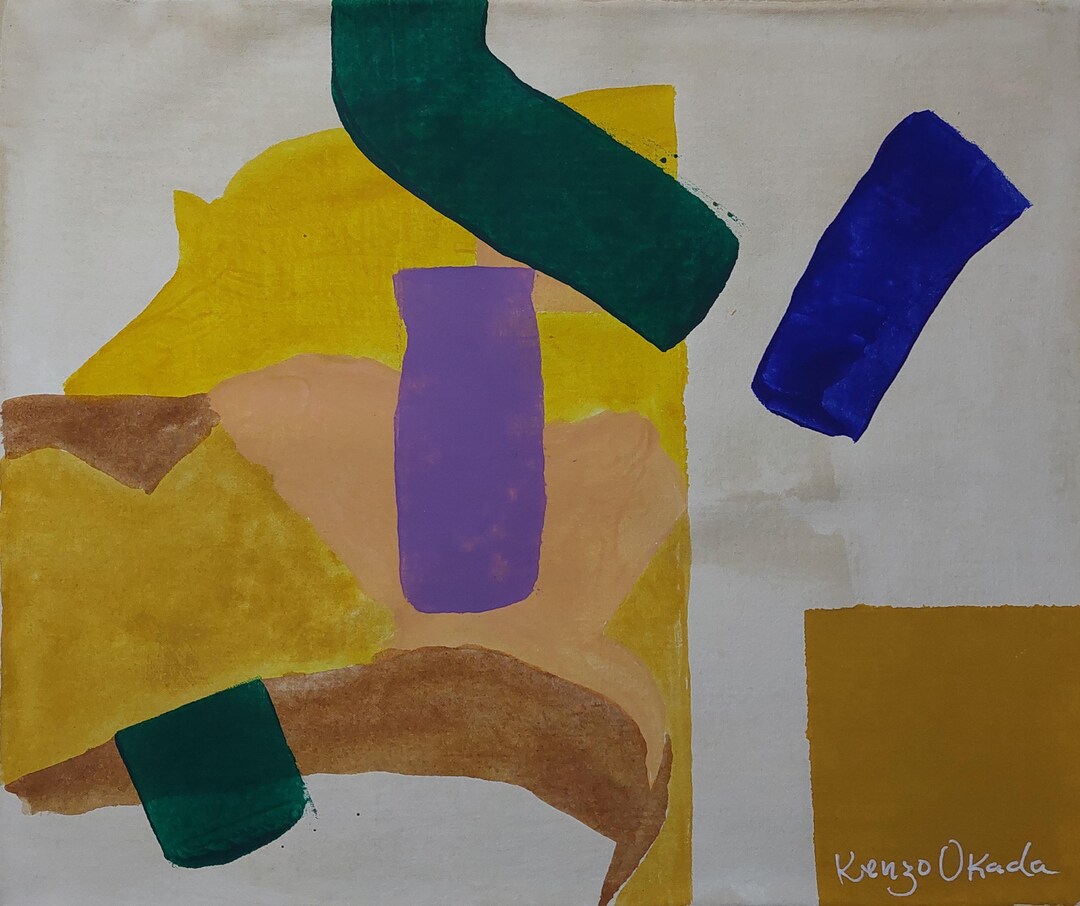 Kenzo Okada Signed Abstract Oil Painting on Canvas - Japanese Modern ...