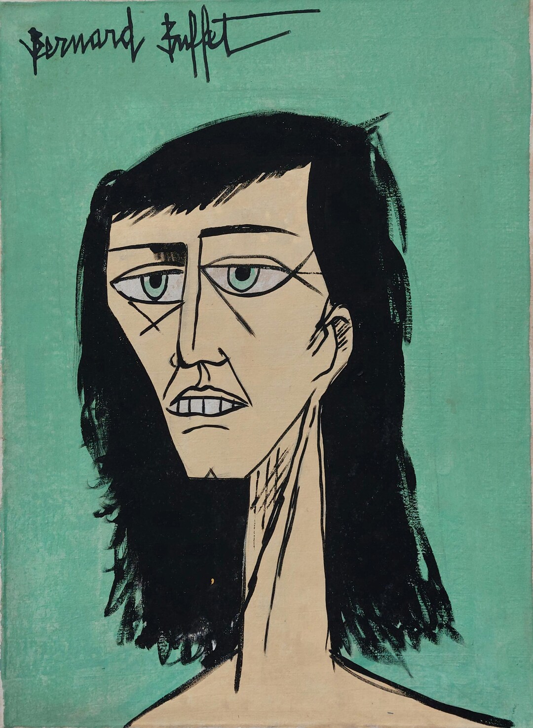 Bernard Buffet Signed Expressionist Oil Painting on Canvas - French ...