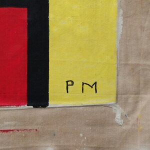Piet Mondrian Signed Abstract Oil Painting on Canvas - De Stijl Modern ...