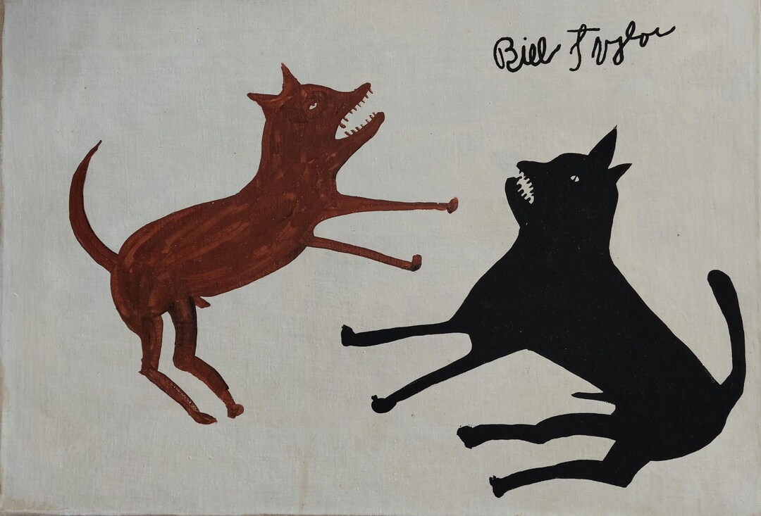 Bill Traylor Signed Outsider Folk Art Painting on Canvas - African ...