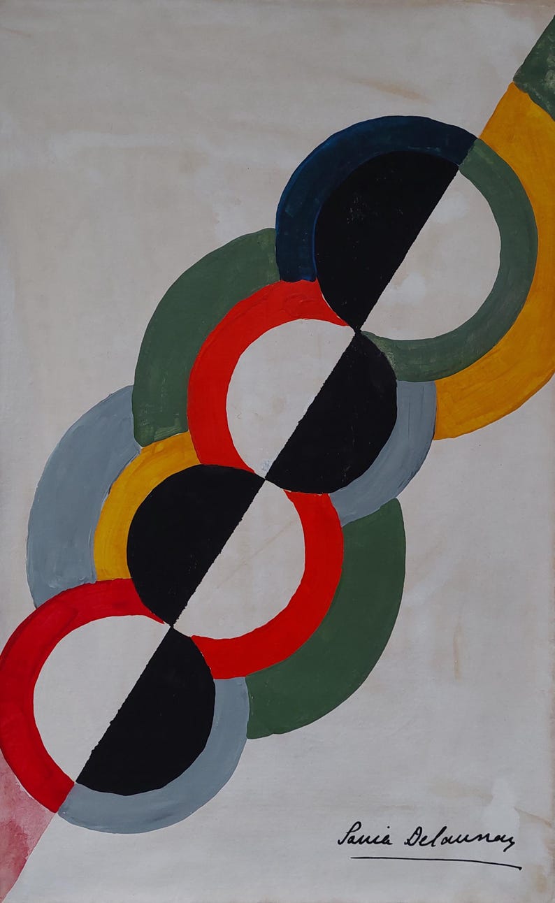 Sonia Delaunay Signed Abstract Oil Painting on Canvas - French Modern ...