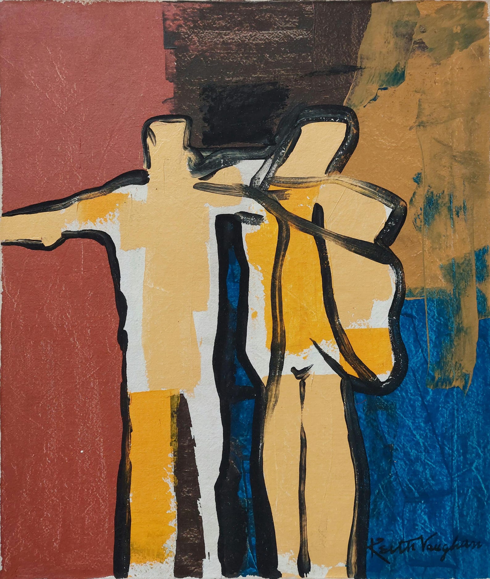 Keith Vaughan Signed Abstract Oil Painting on Canvas - British Modern ...