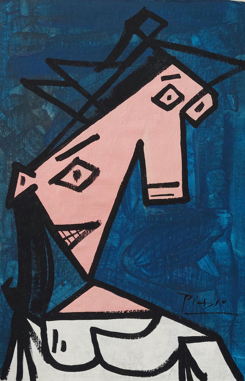 Pablo Picasso Signed Cubist Oil Painting on Canvas - Spanish Cubist Art ...