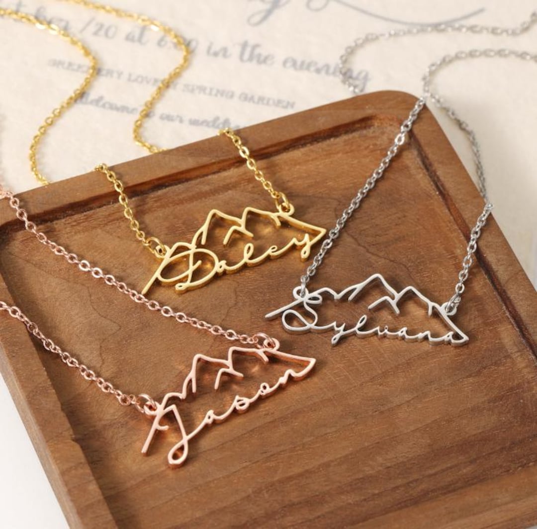 Mountain Name Necklace: Personalized Adventure Jewelry Gift - Etsy