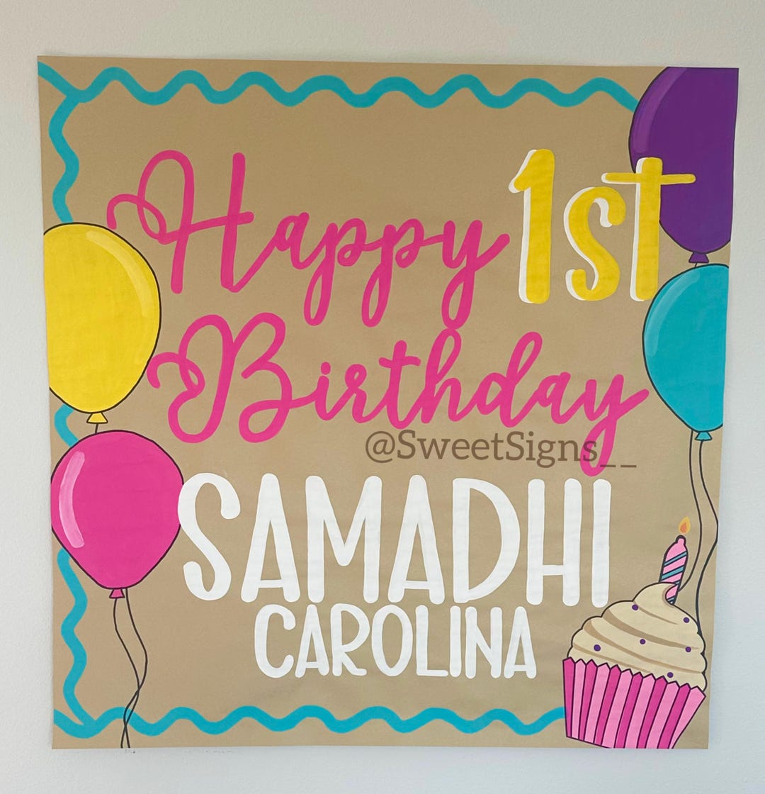 Birthday Banner, Hand Painted Party Banner, Party Banner, Painted ...