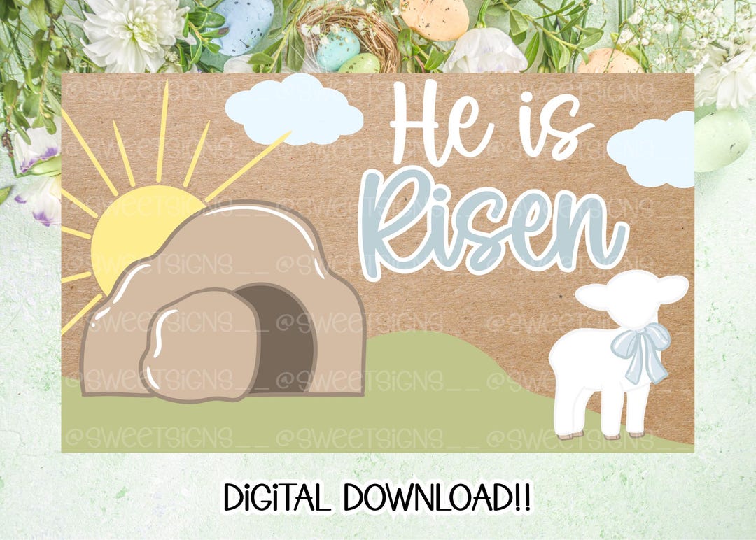 He is Risen Easter Banner Template | Editable Canva DIY Painted Sign ...