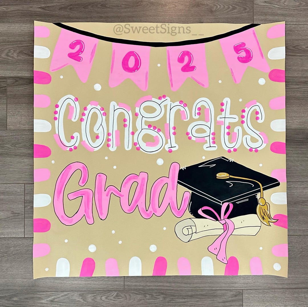 Graduation Banner, Grad Banner, Hand Painted Party Banner, Party Banner ...