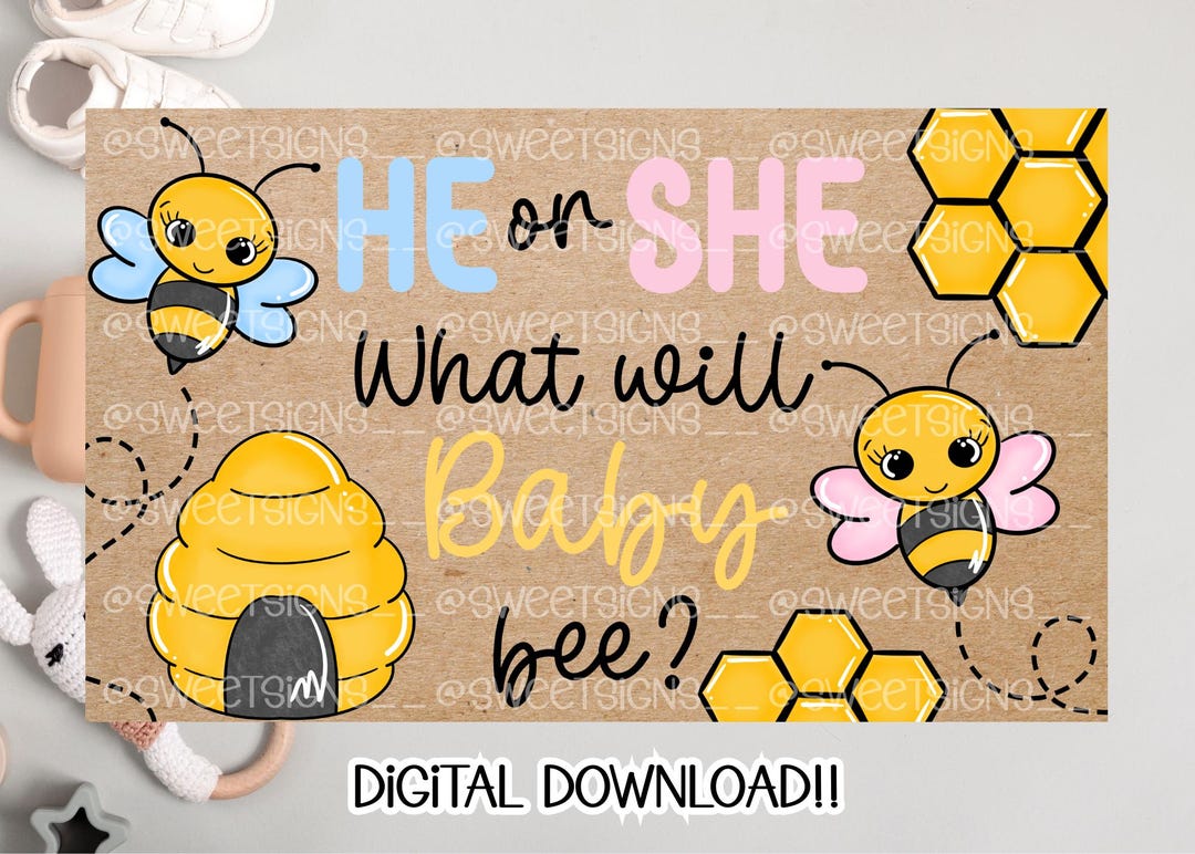Bee Gender Reveal Banner Template | Editable Canva Banner | 36x60 DIY ...