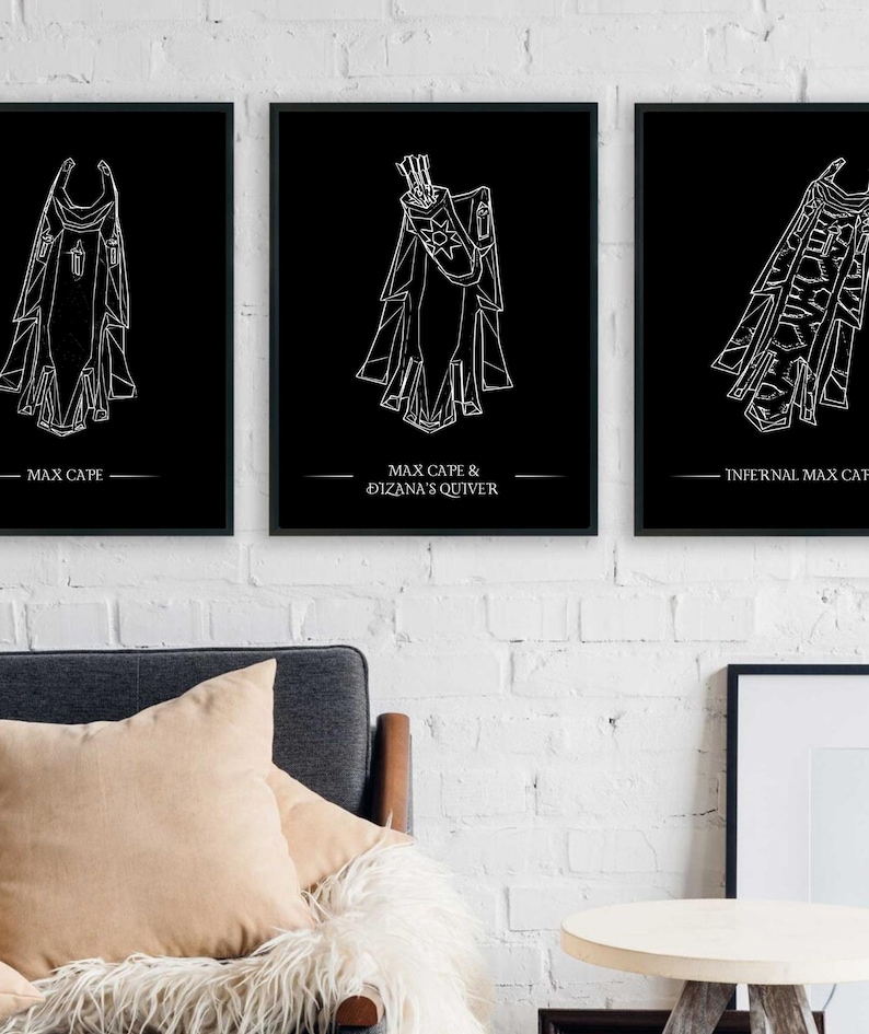 OSRS Max Cape Bundle (set of 3 Posters) | Runescape Wall Art ...