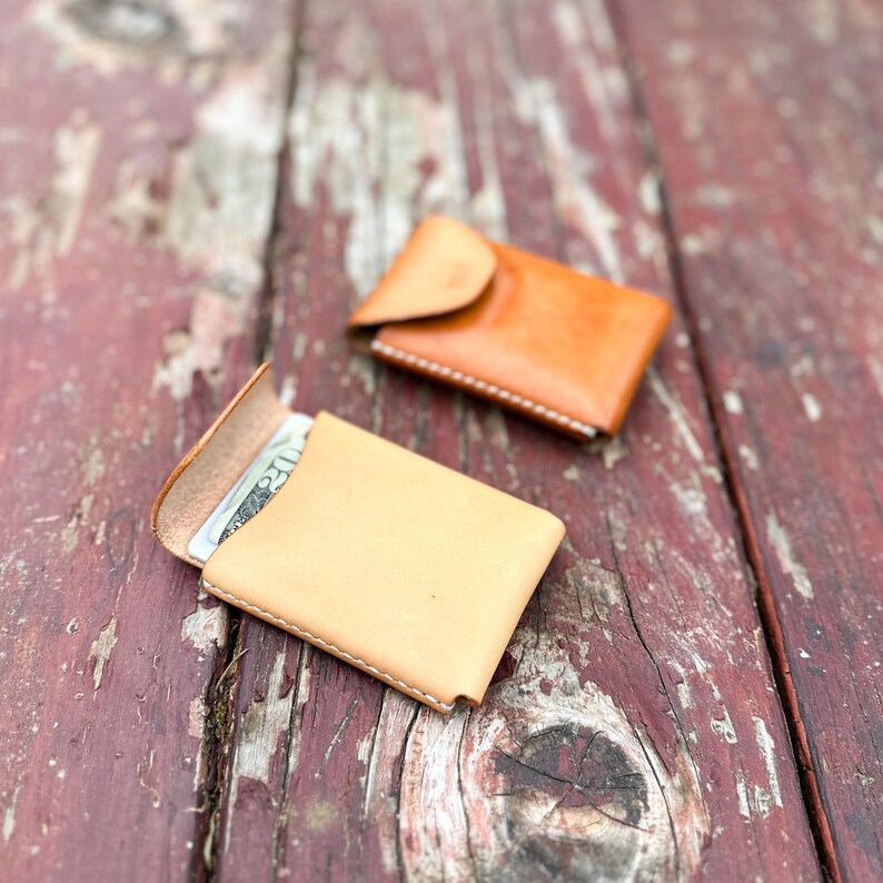 Handmade Leather Card Wallet: Slim Bifold Design - Etsy