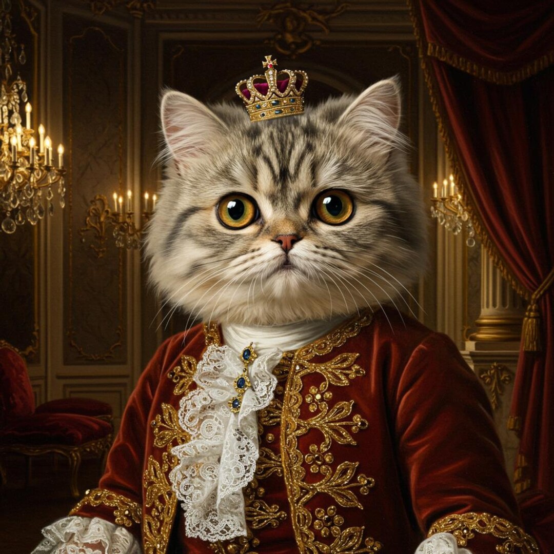 Royal Cat Portrait - Digital Download - Baroque Pet Art - Etsy