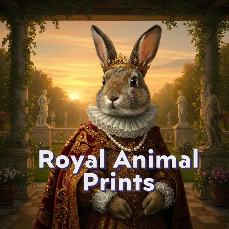 Regal Rabbit Portrait - Renaissance Bunny Royalty - Digital Download - Etsy