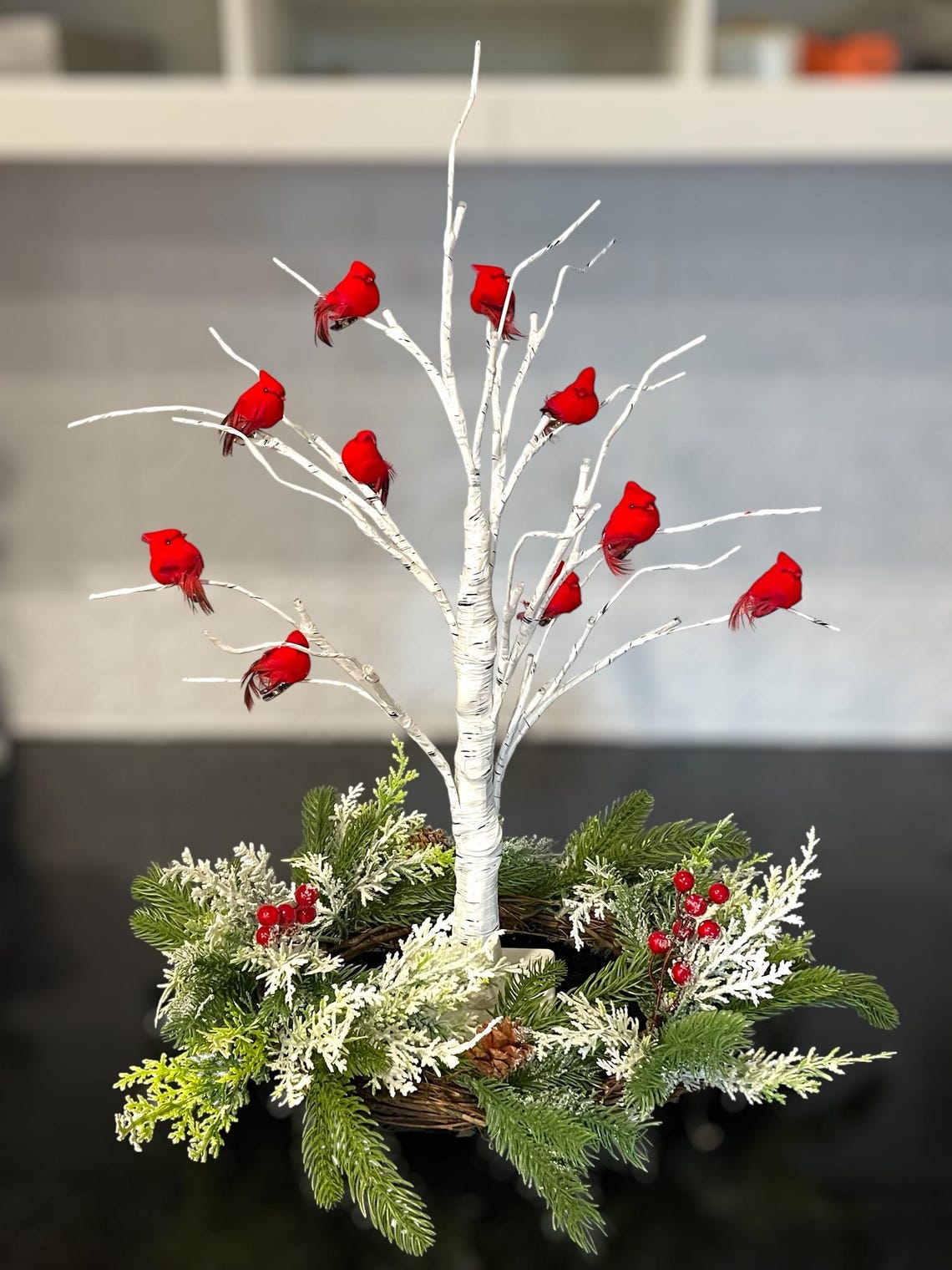 Christmas Lighted Cardinal Table Trees: Birch Twig Tree, Christmas ...