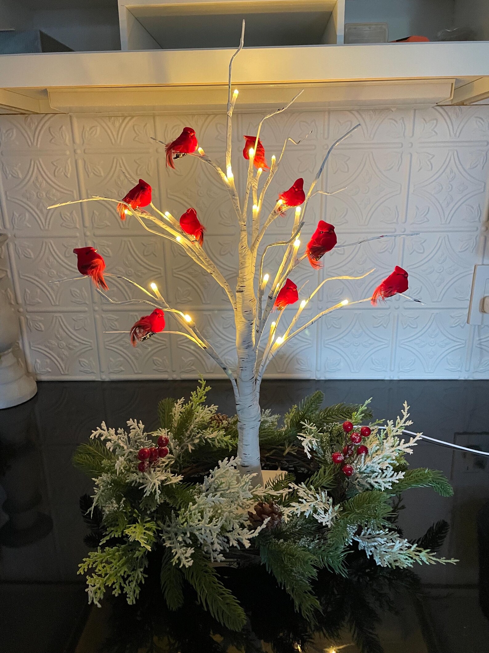 Christmas Lighted Cardinal Table Trees: Birch Twig Tree, Christmas ...