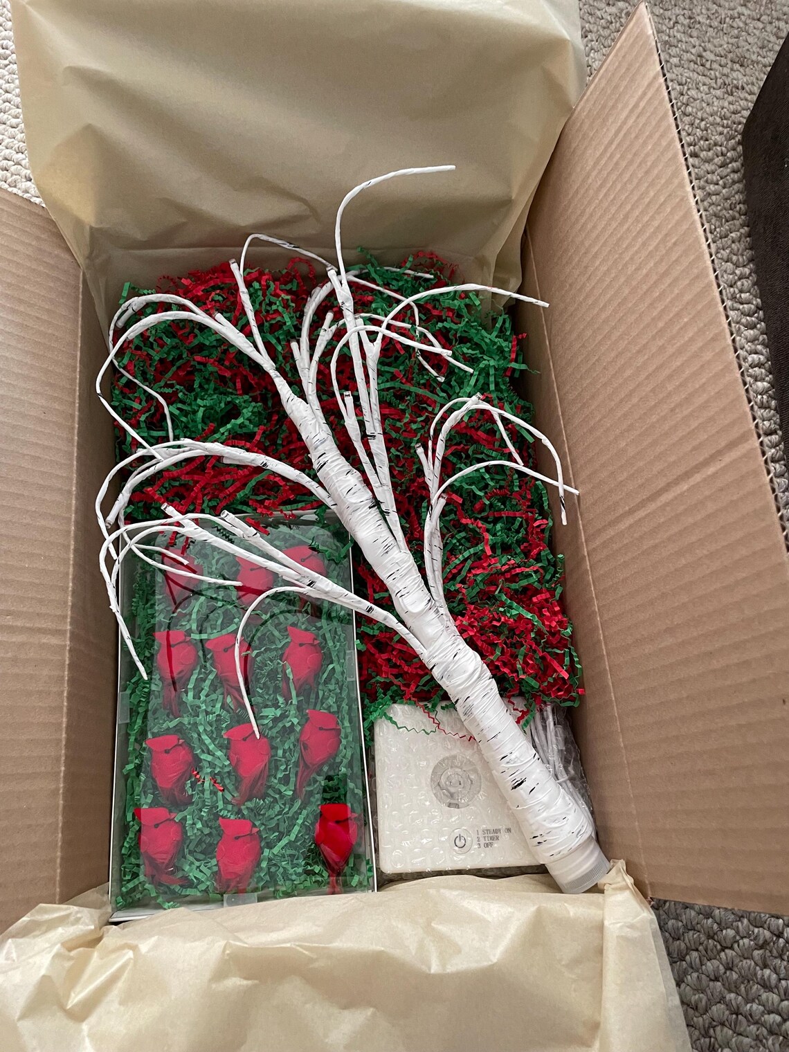 Christmas Lighted Cardinal Table Trees: Birch Twig Tree, Christmas ...