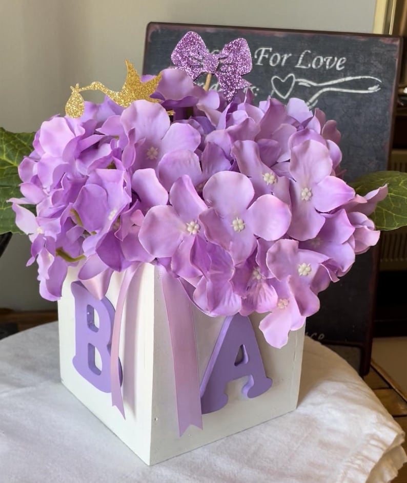Baby Shower Centerpiece and Floral Arrangements, Hand-painted Wood and ...