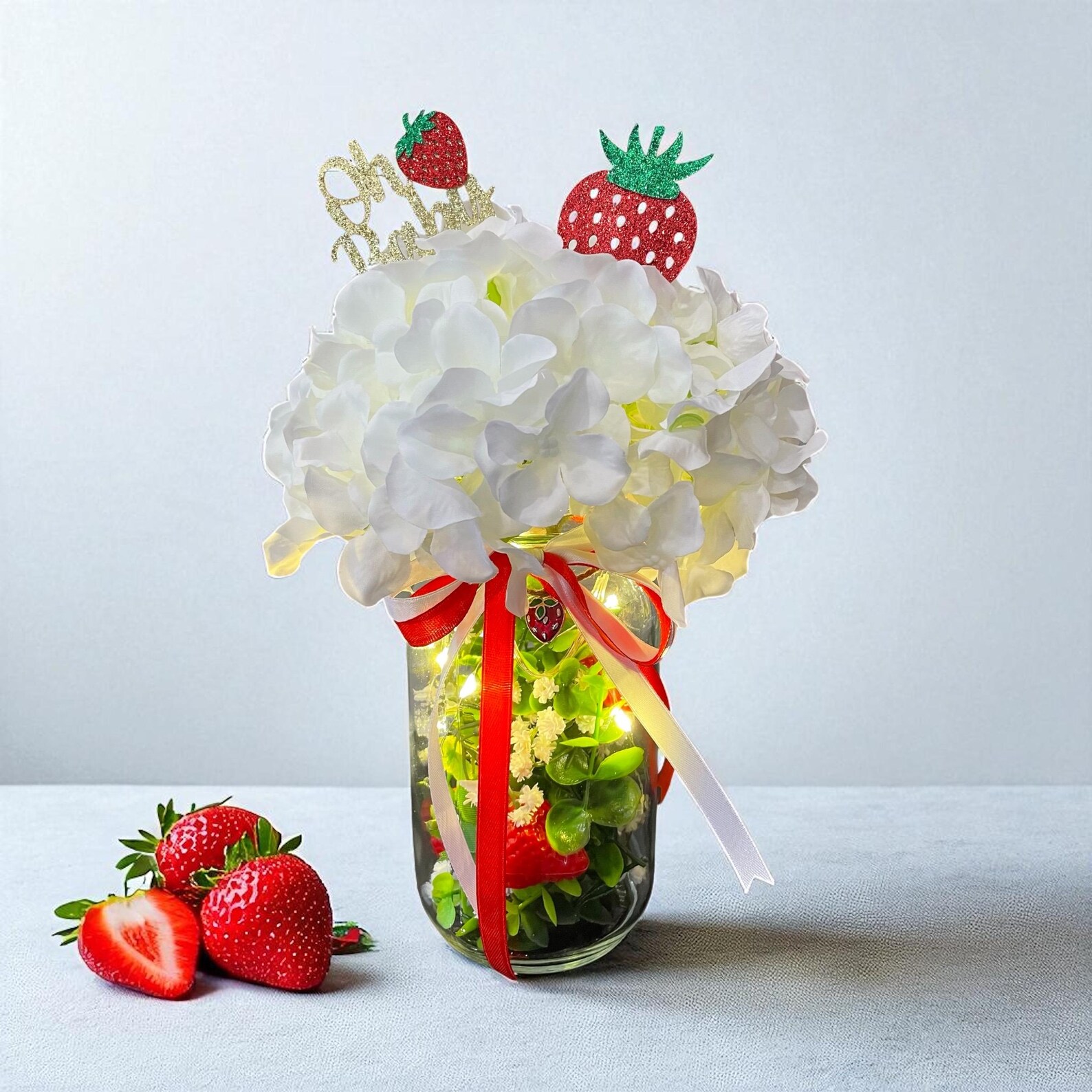 Strawberry Centerpieces, Baby Shower Decor, Floral Arrangements for ...