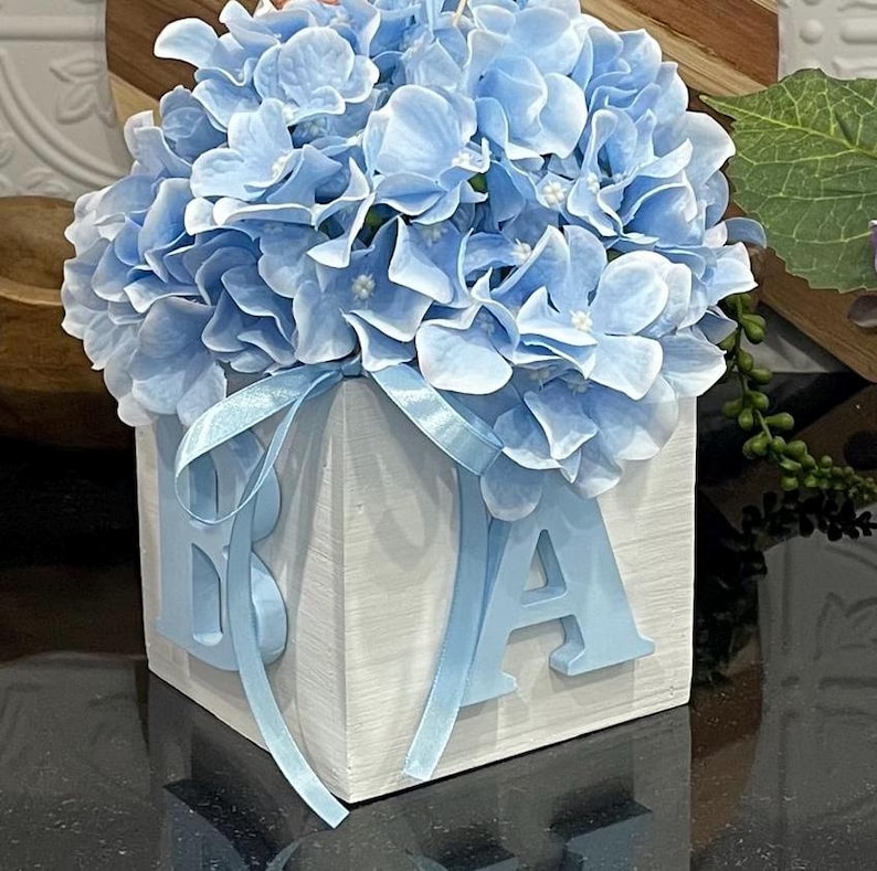 Baby Shower Centerpiece and Floral Arrangements, Hand-painted Wood and ...