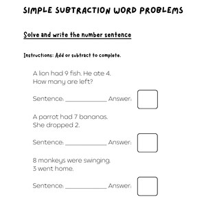 Subtraction Worksheets for Kids | Mental Math to 10 and 20, Missing ...