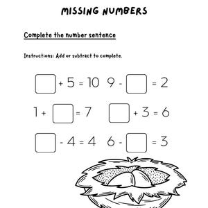 Subtraction Worksheets for Kids | Mental Math to 10 and 20, Missing ...