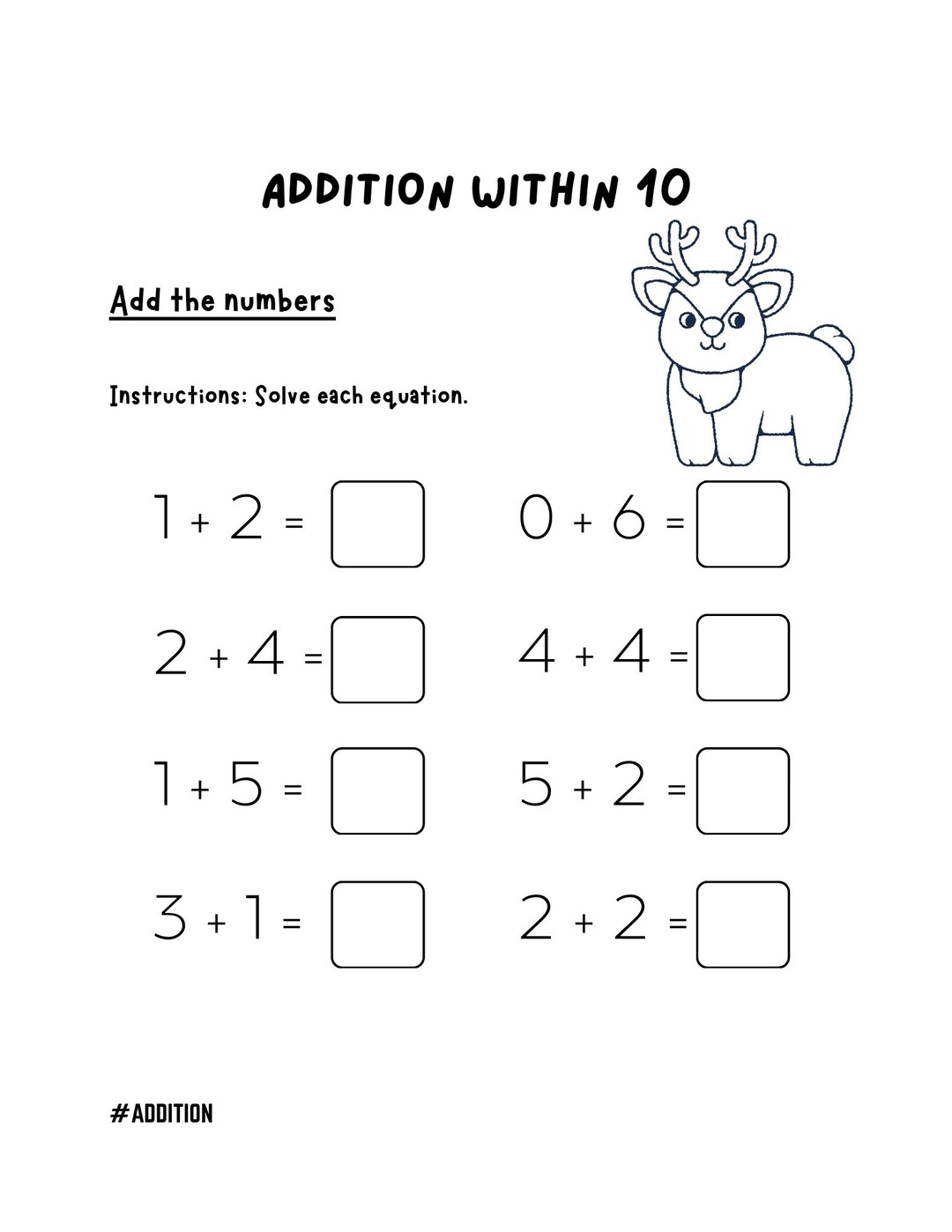 10+ Addition Worksheets for Kids | Mental Math Practice to 10 & 20 ...